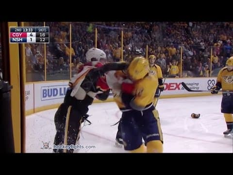 Sam Bennett vs. Jacob Trouba, March 11, 2017 - Calgary Flames vs ...