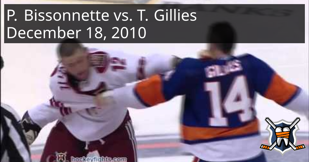 Paul Bissonnette vs. Trevor Gillies, December 18, 2010 - Arizona ...