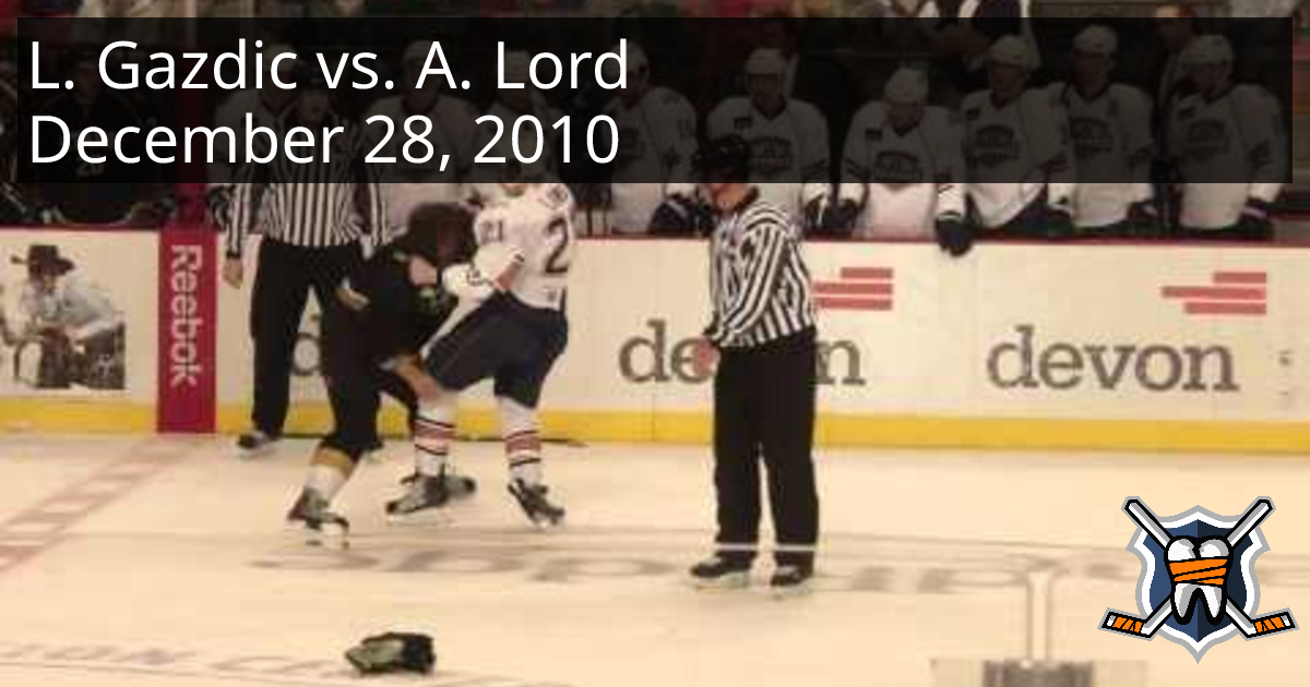 Luke Gazdic vs. Andrew Lord, December 28, 2010 - Texas Stars vs ...