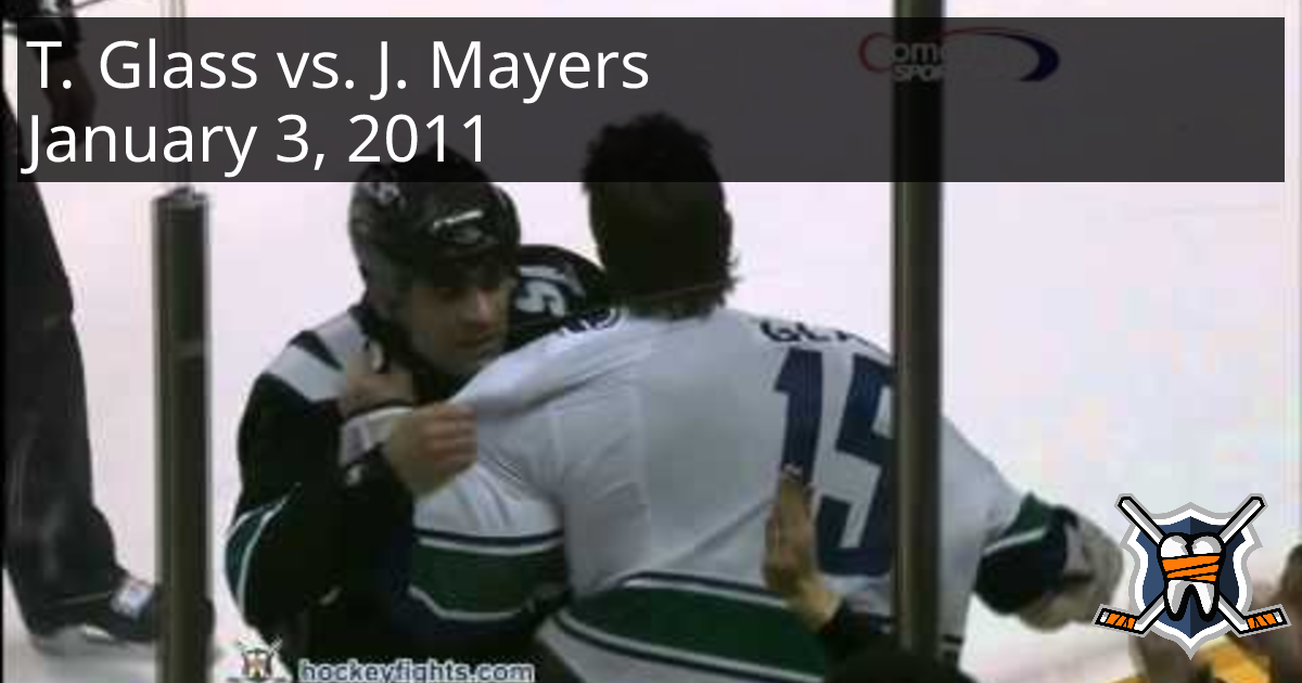Tanner Glass vs. Jamal Mayers, January 3, 2011 - Vancouver Canucks vs ...