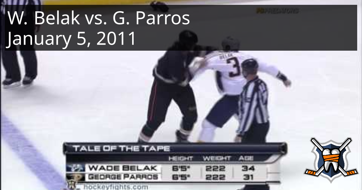 Wade Belak vs. George Parros, January 5, 2011 - Nashville Predators vs ...