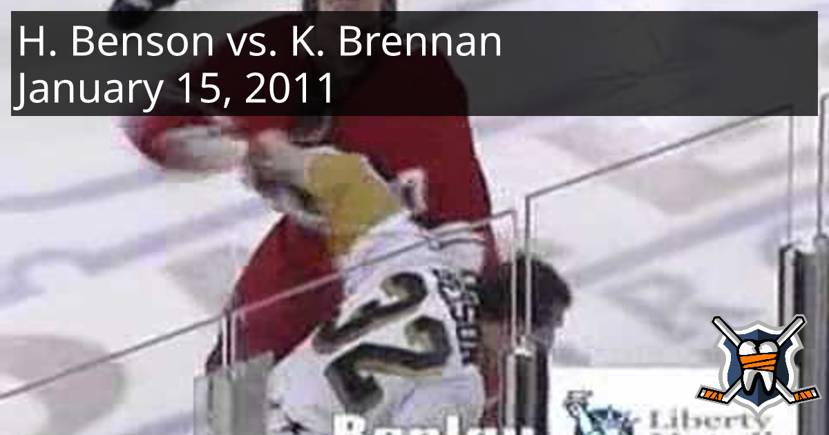 Hans Benson vs. Kip Brennan, January 15, 2011 - Laredo Bucks vs. Allen Americans | HockeyFights