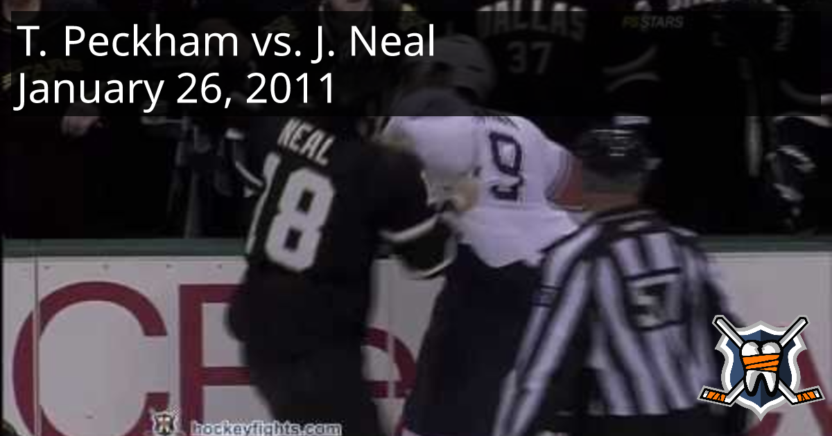 Theo Peckham vs. James Neal, January 26, 2011 - Edmonton Oilers vs ...