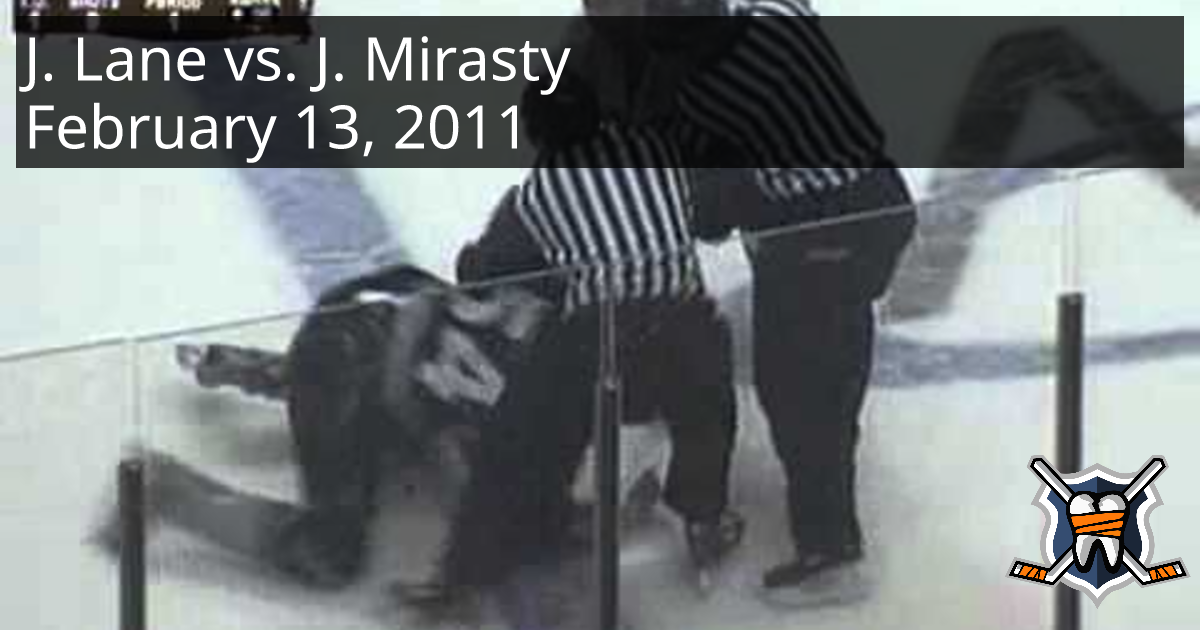 Jordan Lane vs. Jon Mirasty, February 13, 2011 - Evansville IceMen vs ...