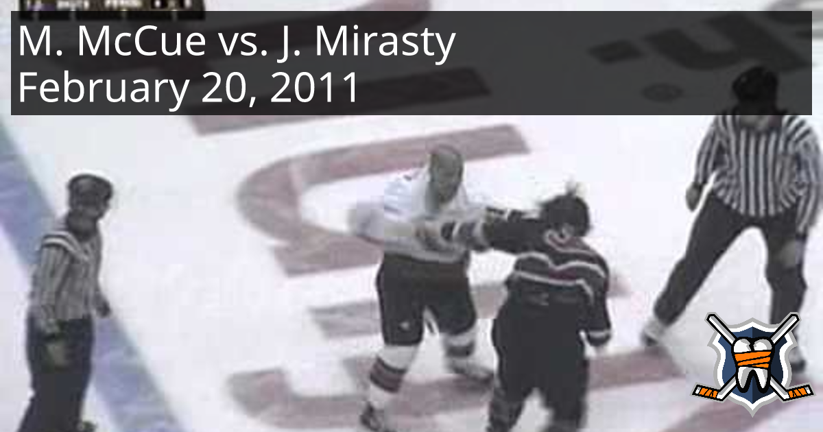 Matt McCue vs. Jon Mirasty, February 20, 2011 - Dayton Gems vs. Fort ...
