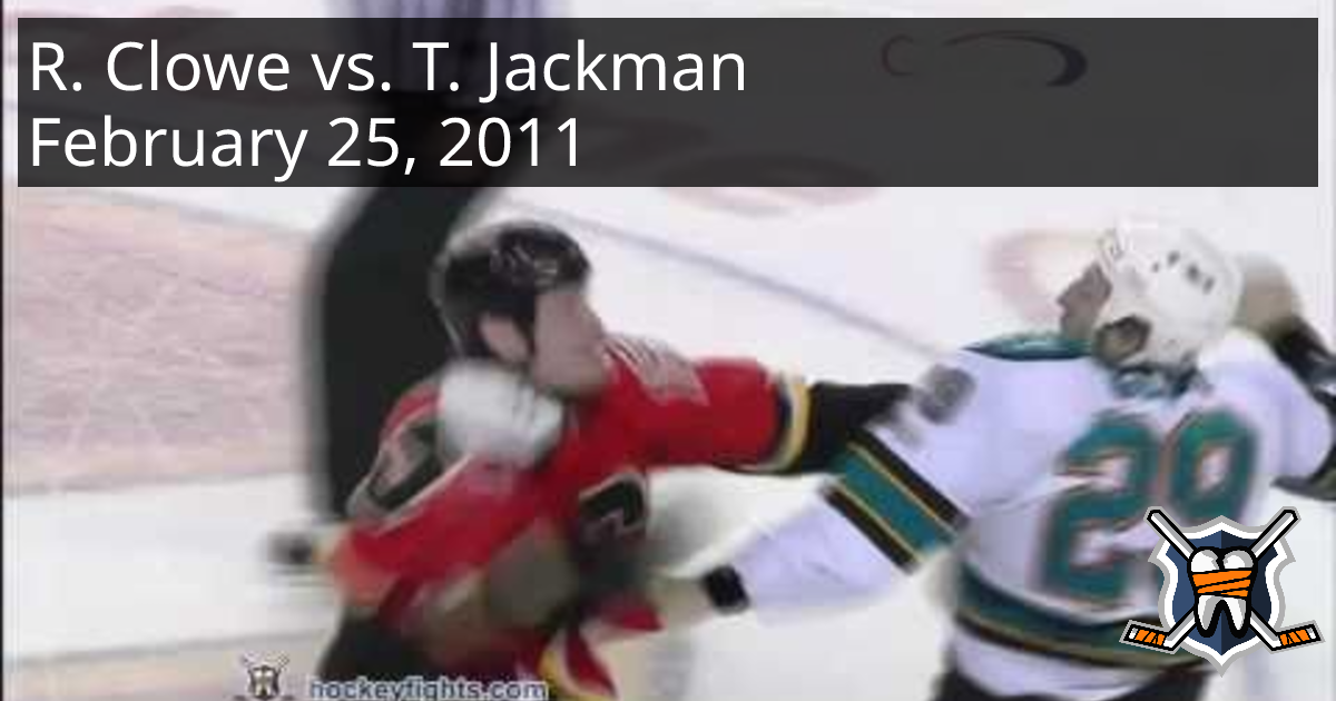 Ryane Clowe vs. Tim Jackman, February 25, 2011 - San Jose Sharks vs ...