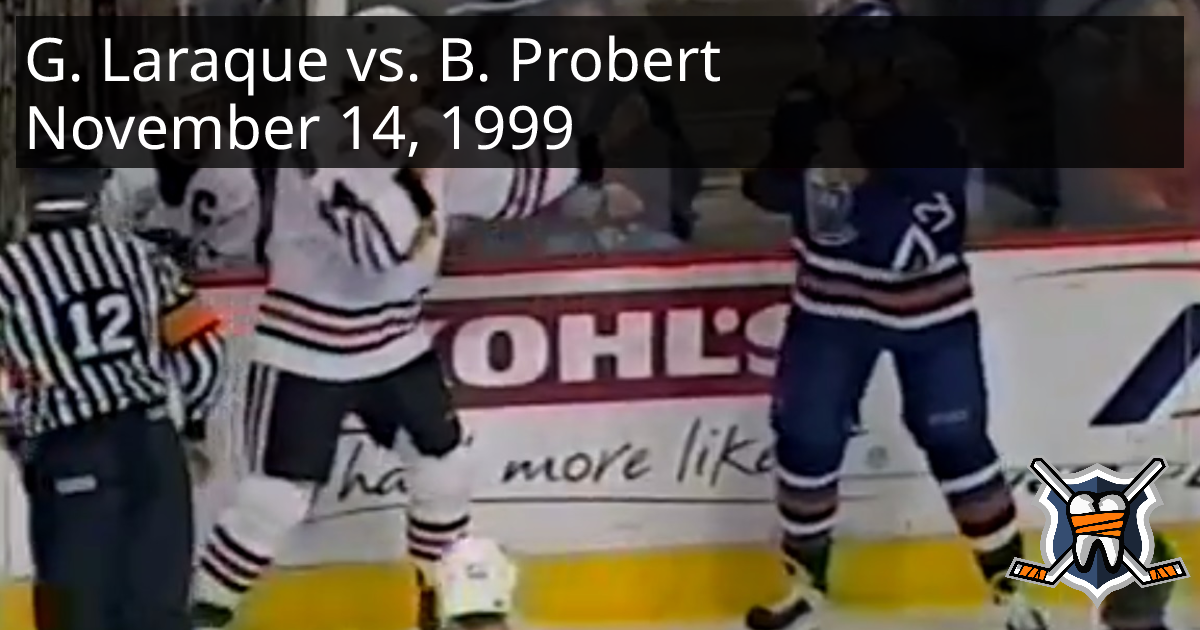 Georges Laraque vs. Bob Probert, November 14, 1999 - Edmonton Oilers vs ...