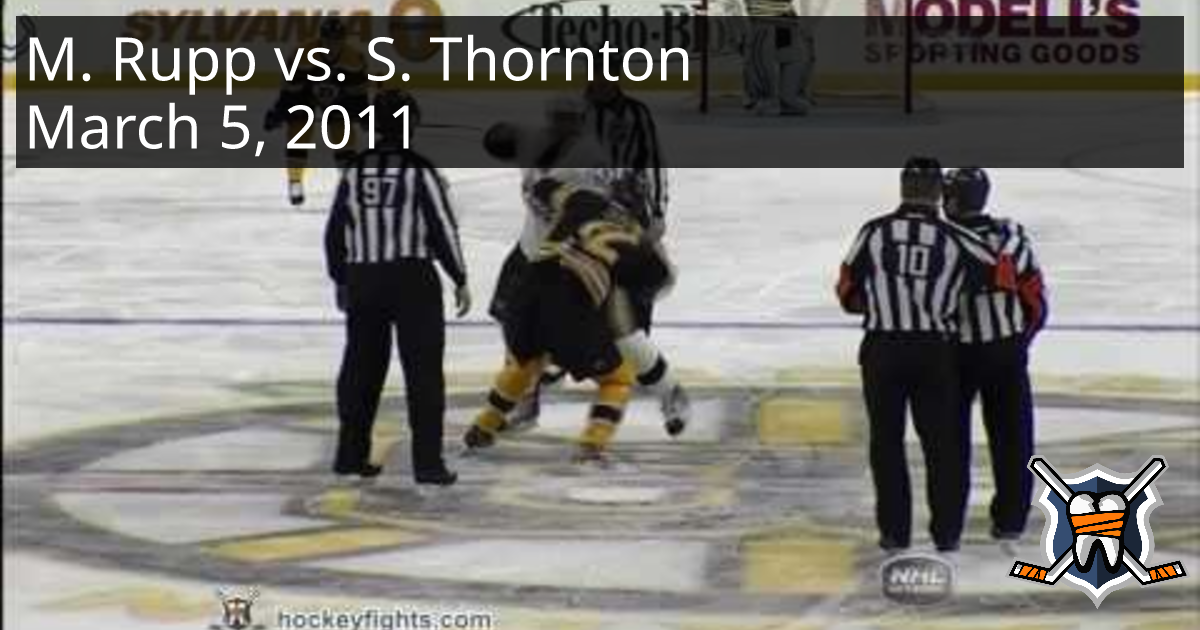 Michael Rupp vs. Shawn Thornton, March 5, 2011 - Pittsburgh Penguins vs ...