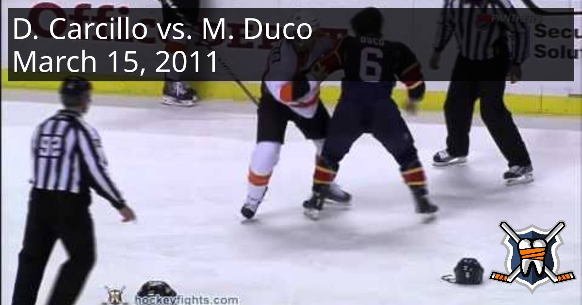 Dan Carcillo vs. Mike Duco, March 15, 2011 - Philadelphia Flyers vs. Florida Panthers | HockeyFights