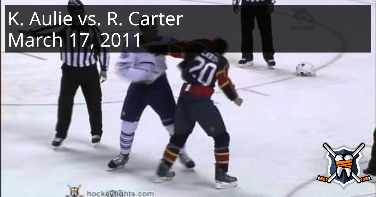 Keith Aulie vs. Ryan Carter, March 17, 2011 - Toronto Maple Leafs vs ...
