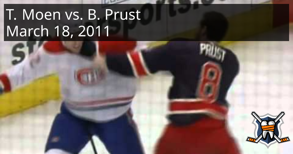 Travis Moen vs. Brandon Prust, March 18, 2011 - Montreal Canadiens vs ...