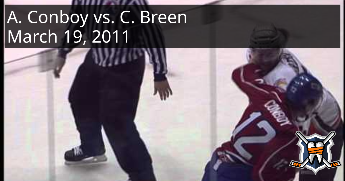 Andrew Conboy vs. Christopher Breen, March 19, 2011 - Hamilton Bulldogs ...