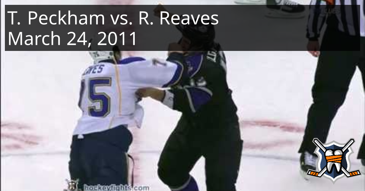 Theo Peckham vs. Ryan Reaves, March 24, 2011 - Edmonton Oilers vs. St ...