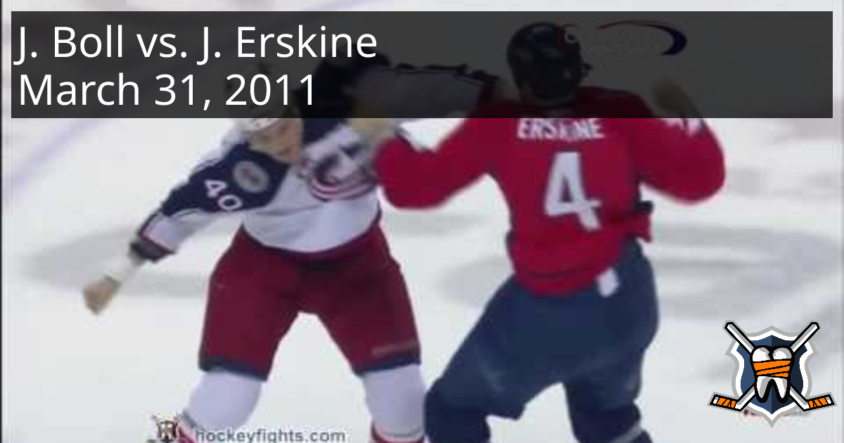 Jared Boll vs. John Erskine, March 31, 2011 - Columbus Blue Jackets vs ...