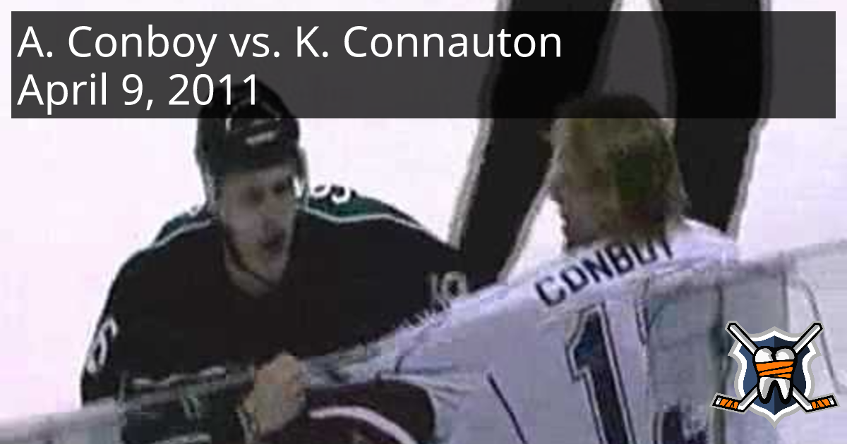 Andrew Conboy vs. Kevin Connauton, April 9, 2011 - Hamilton Bulldogs vs ...