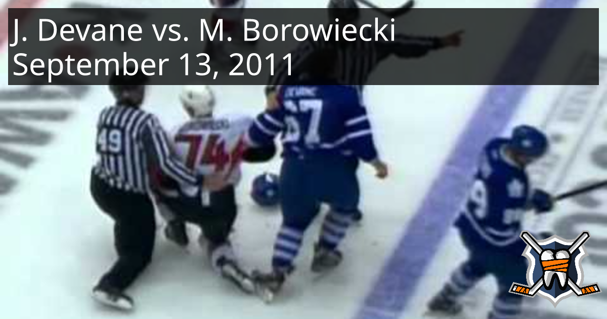 Jamie Devane vs. Mark Borowiecki, September 13, 2011 - Toronto Maple ...