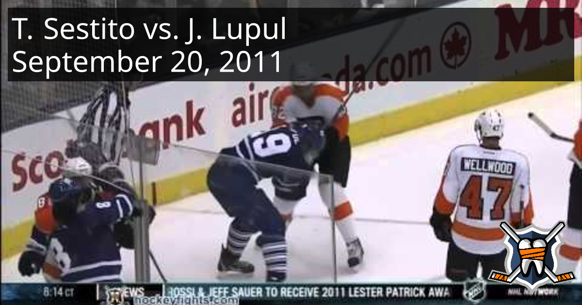 Tom Sestito vs. Joffrey Lupul, September 20, 2011 - Philadelphia Flyers ...