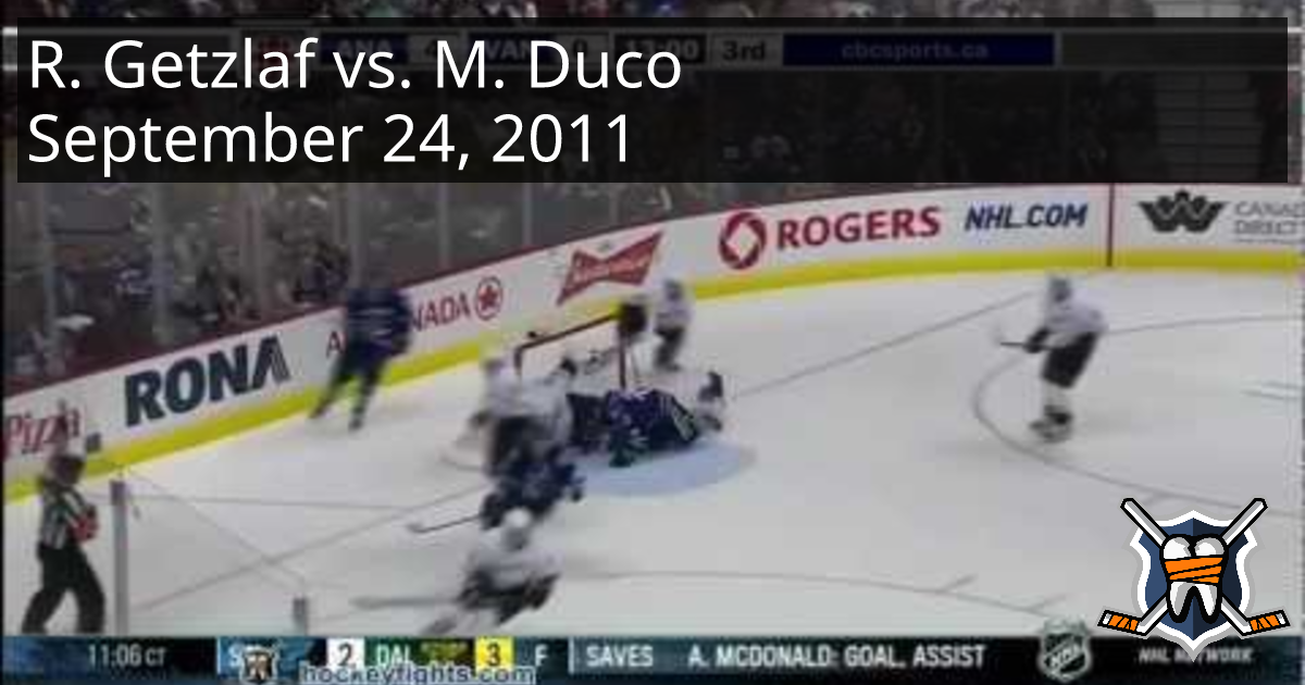 Ryan Getzlaf vs. Mike Duco, September 24, 2011 - Anaheim Ducks vs ...