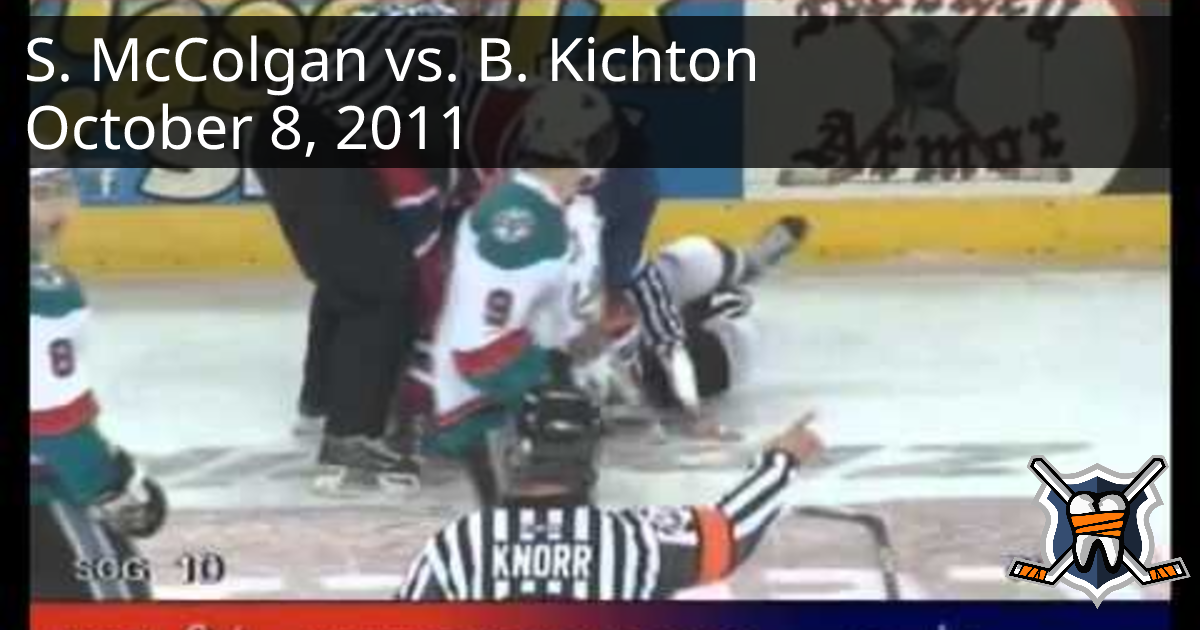 Shane McColgan vs. Brenden Kichton, October 8, 2011 - Kelowna Rockets ...