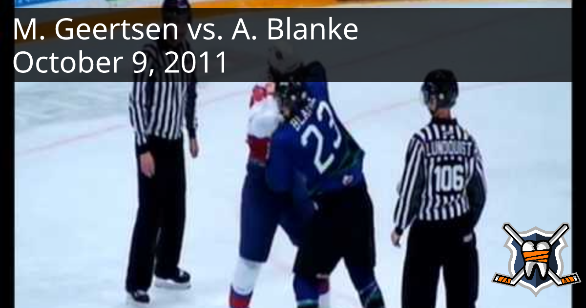 Mason Geertsen vs. Andy Blanke, October 9, 2011 - Edmonton Oil Kings vs ...