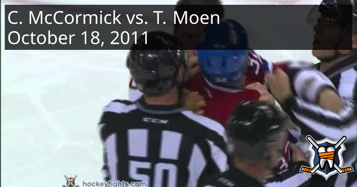 Cody McCormick vs. Travis Moen, October 18, 2011 - Buffalo Sabres vs ...