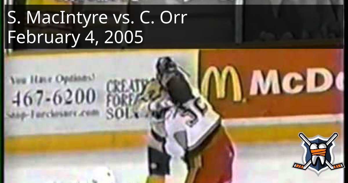 Steve MacIntyre vs. Colton Orr, February 4, 2005 - Hartford Wolf Pack ...
