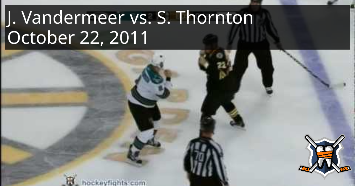 Jim Vandermeer vs. Shawn Thornton, October 22, 2011 - San Jose Sharks ...