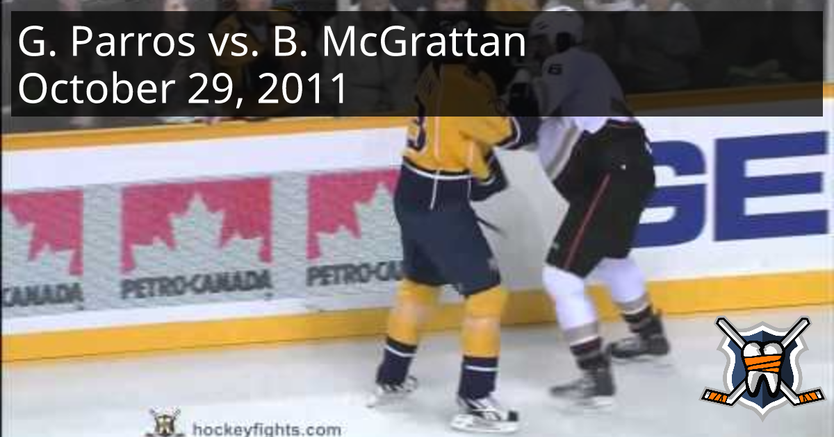 George Parros vs. Brian McGrattan, October 29, 2011 - Anaheim Ducks vs ...