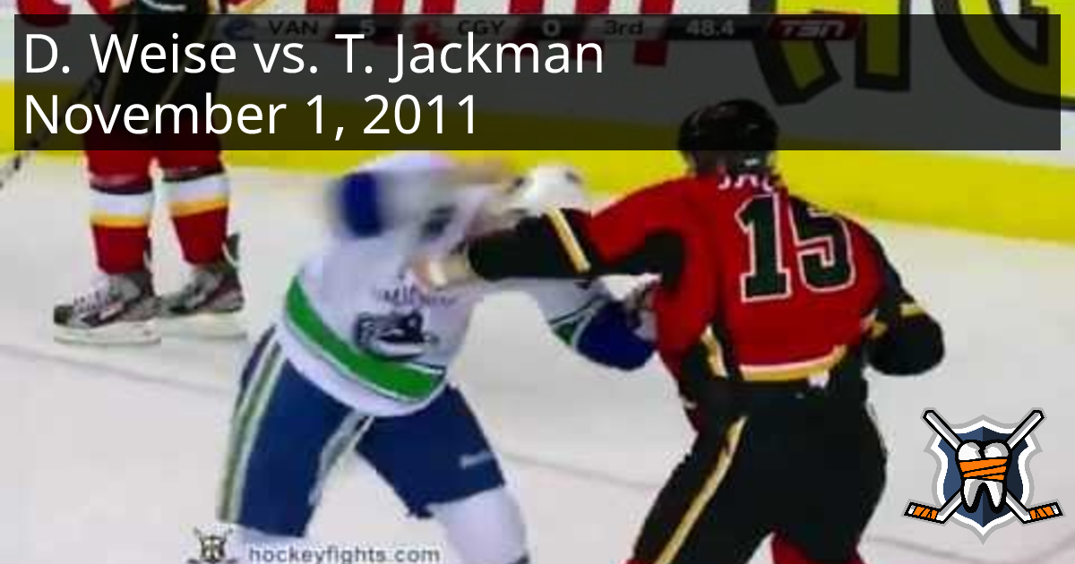 Dale Weise vs. Tim Jackman, November 1, 2011 - Vancouver Canucks vs ...