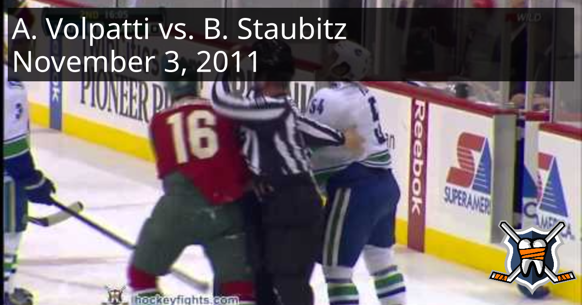 Aaron Volpatti vs. Brad Staubitz, November 3, 2011 - Vancouver Canucks ...