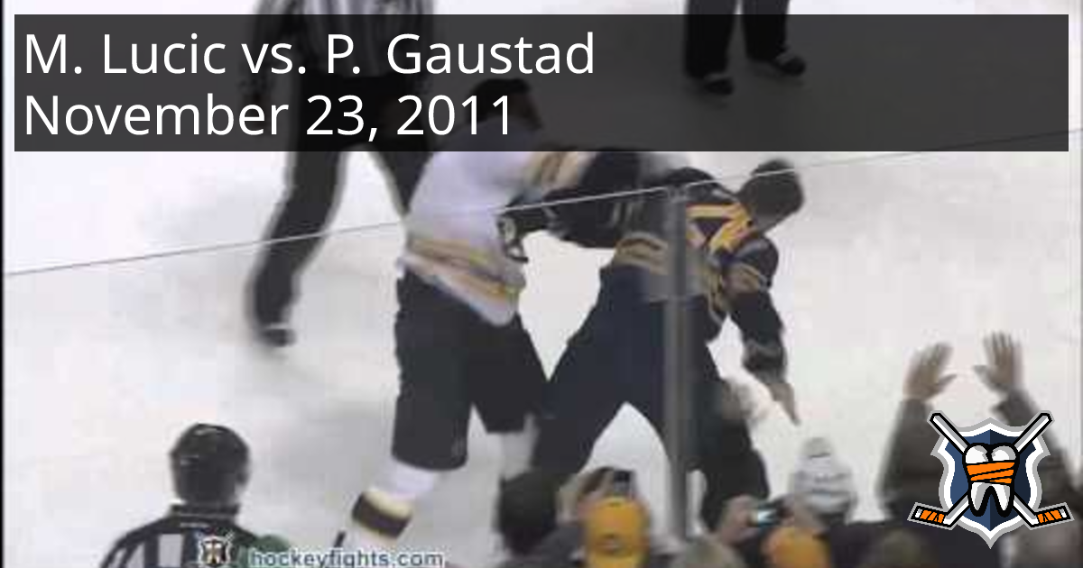 Milan Lucic vs. Paul Gaustad, November 23, 2011 - Boston Bruins vs ...