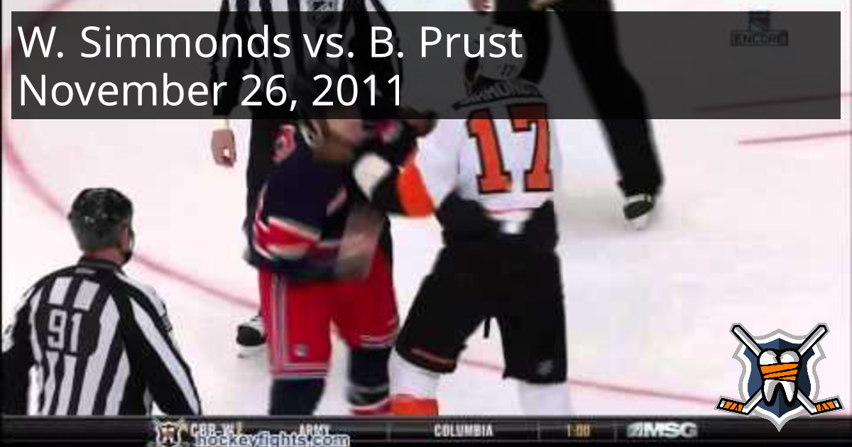 Wayne Simmonds vs. Brandon Prust, November 26, 2011 - Philadelphia ...