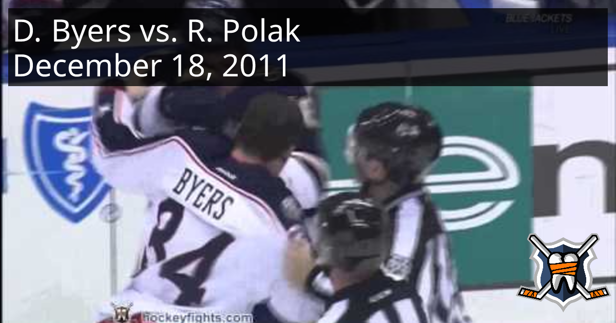 Dane Byers vs. Roman Polak, December 18, 2011 - Columbus Blue Jackets ...