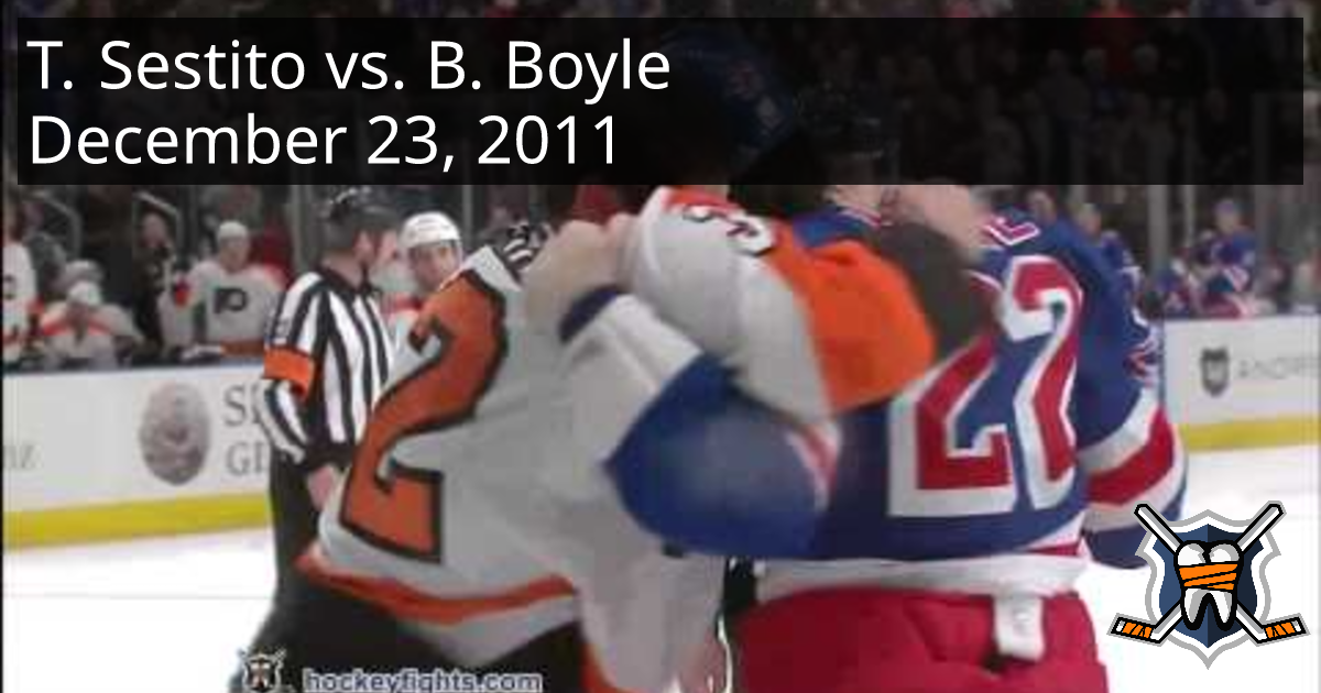 Tom Sestito vs. Brian Boyle, December 23, 2011 - Philadelphia Flyers vs ...