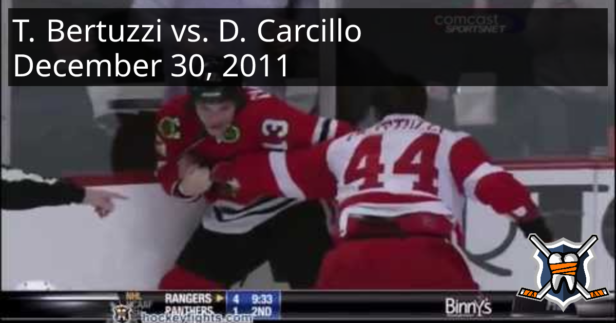 Todd Bertuzzi vs. Dan Carcillo, December 30, 2011 - Detroit Red Wings ...