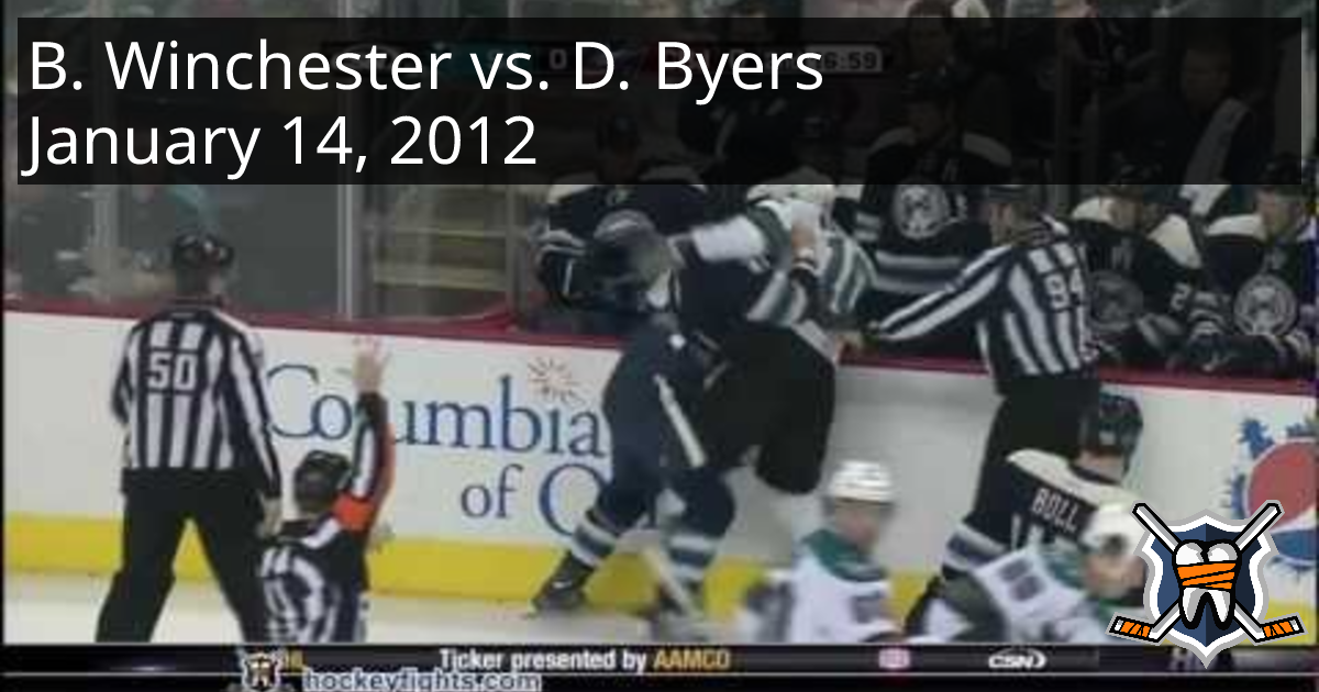 Brad Winchester vs. Dane Byers, January 14, 2012 - San Jose Sharks vs ...