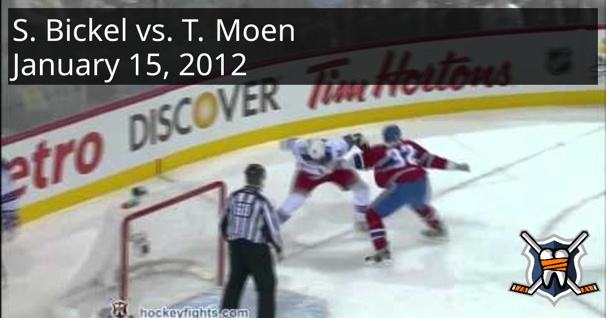 Stu Bickel vs. Travis Moen, January 15, 2012 - New York Rangers vs ...