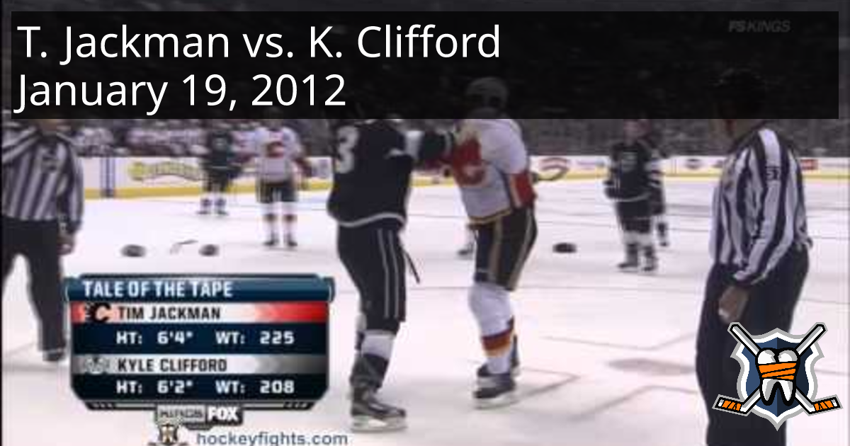 Tim Jackman vs. Kyle Clifford, January 19, 2012 - Calgary Flames vs ...
