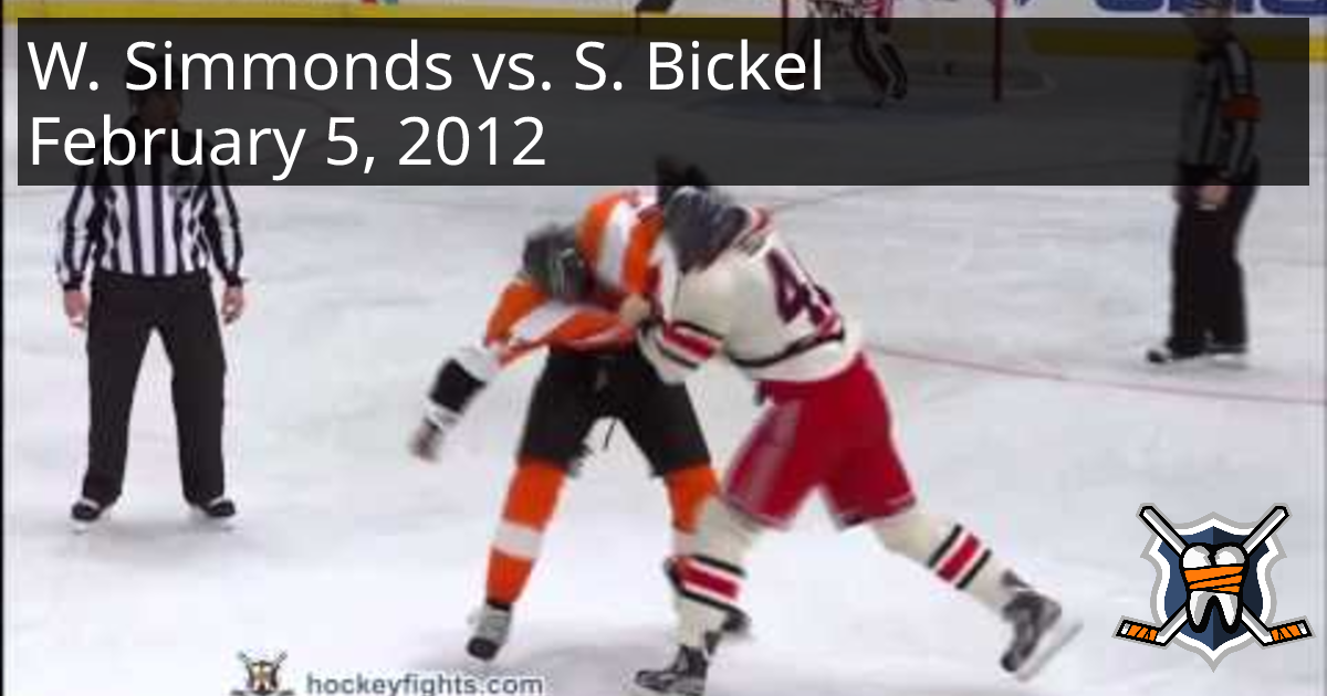 Wayne Simmonds vs. Stu Bickel, February 5, 2012 - Philadelphia Flyers ...