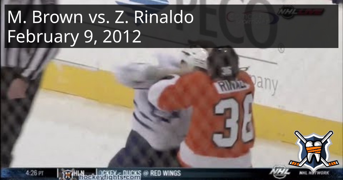 Mike Brown vs. Zac Rinaldo, February 9, 2012 - Toronto Maple Leafs vs ...
