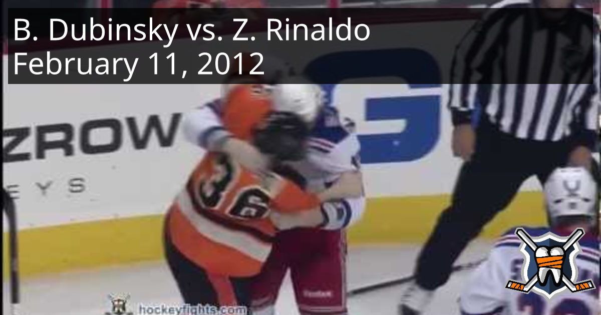 Brandon Dubinsky vs. Zac Rinaldo, February 11, 2012 - New York Rangers ...