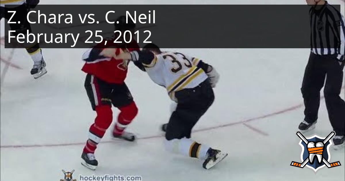 Zdeno Chara vs. Chris Neil, February 25, 2012 - Boston Bruins vs ...