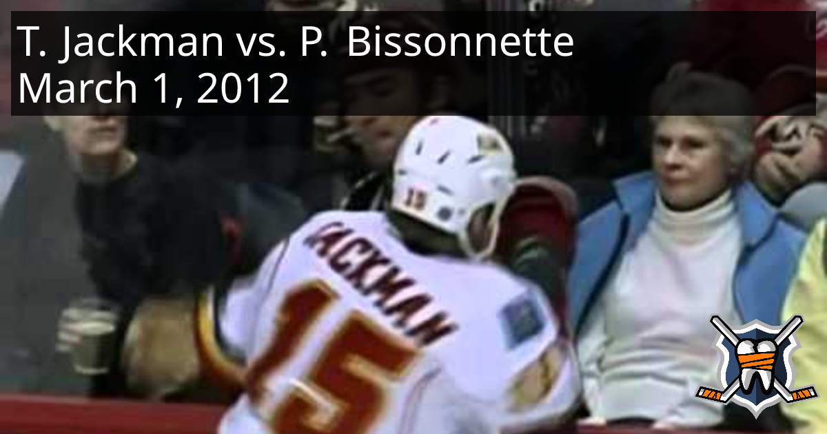 Tim Jackman vs. Paul Bissonnette, March 1, 2012 - Calgary Flames vs ...