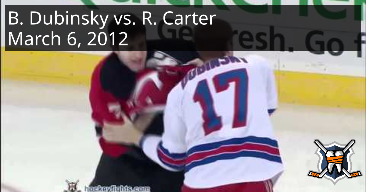 Brandon Dubinsky vs. Ryan Carter, March 6, 2012 - New York Rangers vs ...