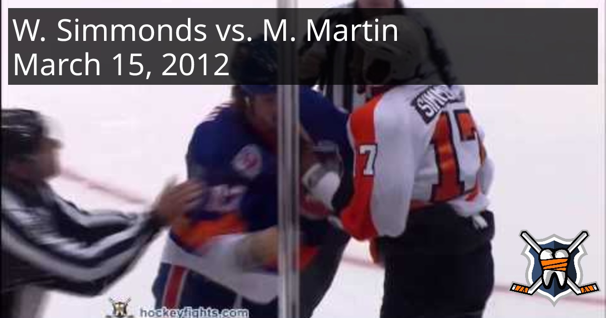 Wayne Simmonds vs. Matt Martin, March 15, 2012 - Philadelphia Flyers vs ...