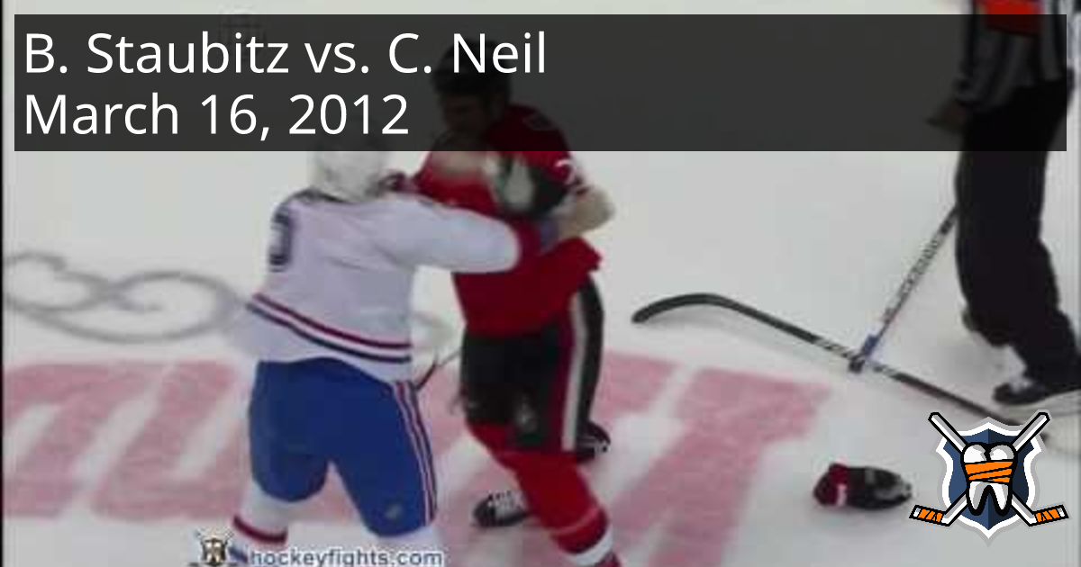 Brad Staubitz vs. Chris Neil, March 16, 2012 - Montreal Canadiens vs ...