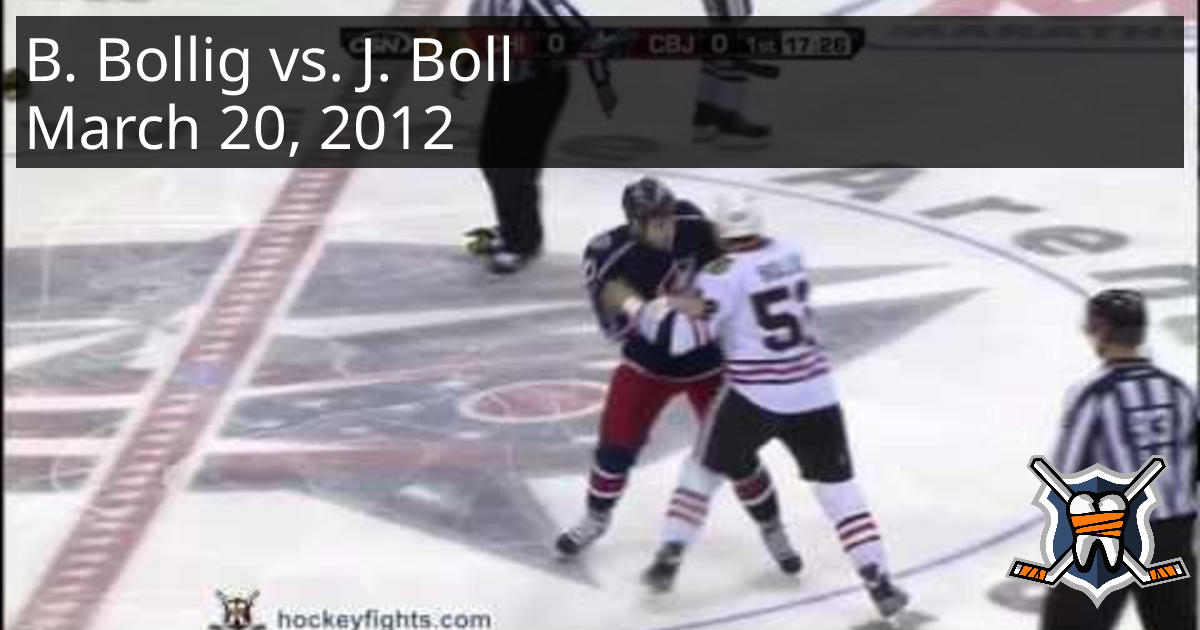 Brandon Bollig vs. Jared Boll, March 20, 2012 - Chicago Blackhawks vs ...