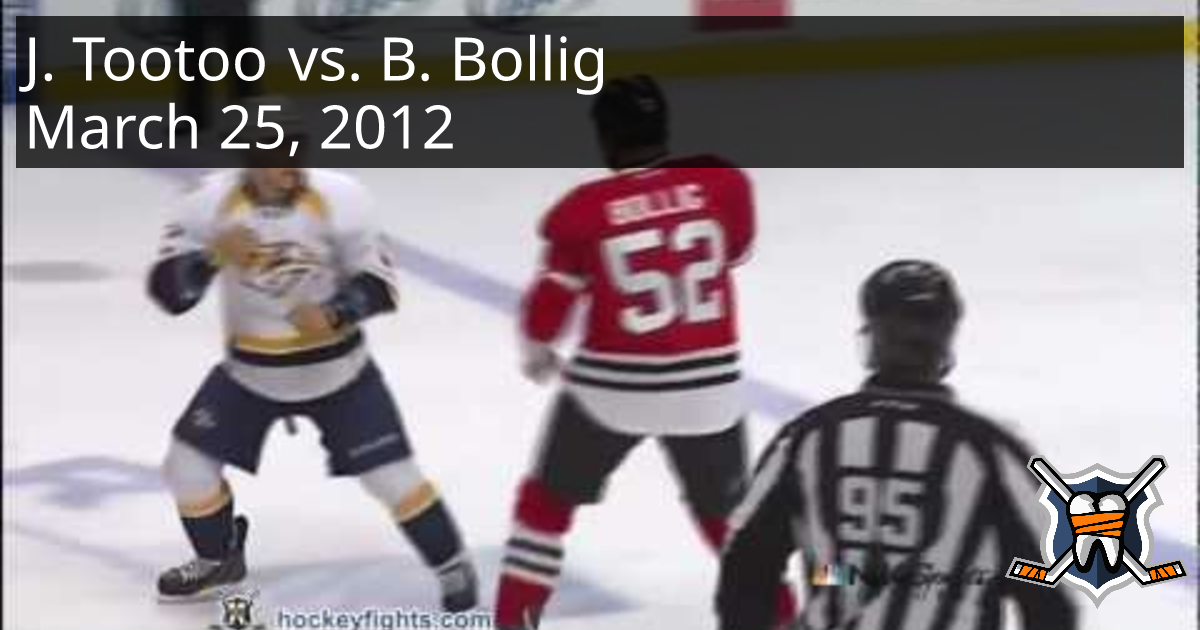 Jordin Tootoo vs. Brandon Bollig, March 25, 2012 - Nashville Predators ...