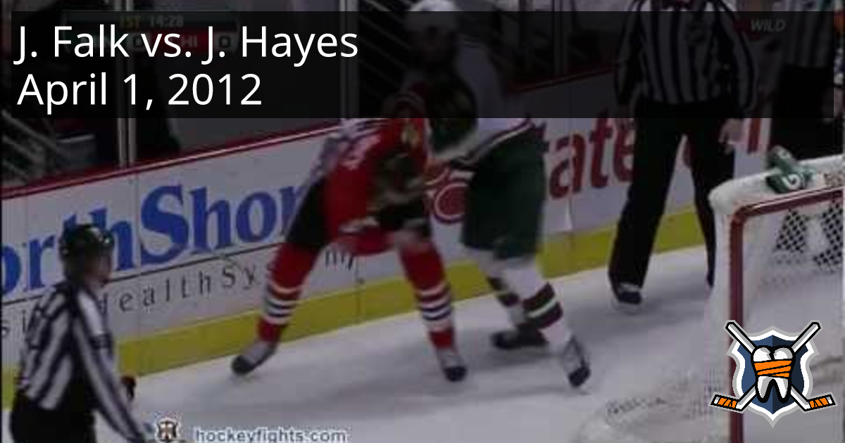 Justin Falk vs. Jimmy Hayes, April 1, 2012 - Minnesota Wild vs. Chicago ...