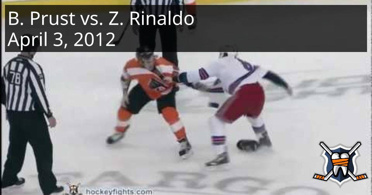 Brandon Prust vs. Zac Rinaldo, April 3, 2012 - New York Rangers vs ...